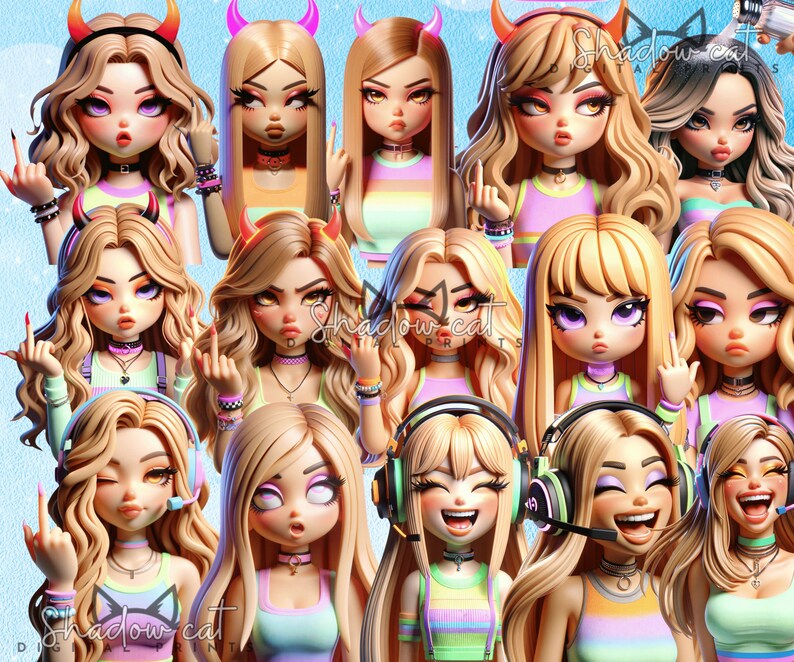76 Blonde Twitch Emotes / Chibi Girl Emojis / Kawaii Anime Gamer Girl ...