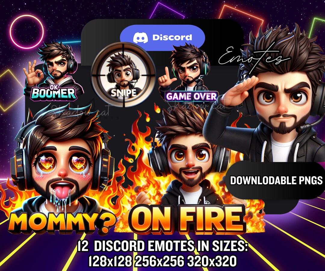 Brown Hair Gamer Guy Discord Emotes – Male Streamer Pack (pngs) - Etsy