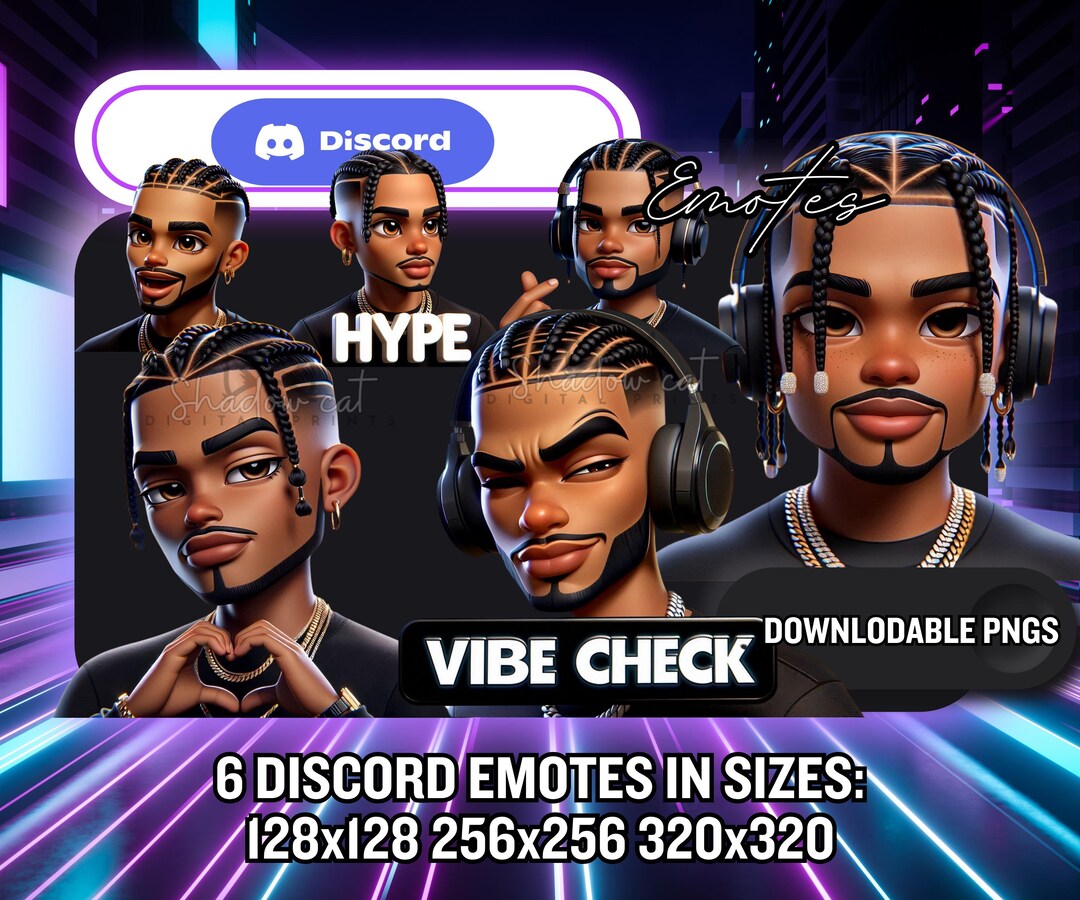 Black Man Discord Emotes / 6 Black Discord Emotes / Black Boy Male ...