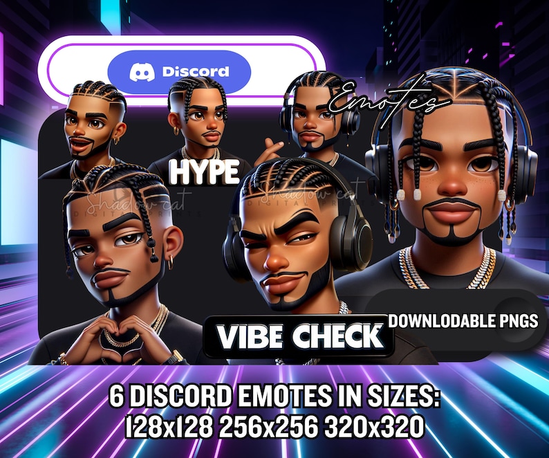 Black Man Gamer Discord Emotes – PNG Streamer Pack (digital Download ...