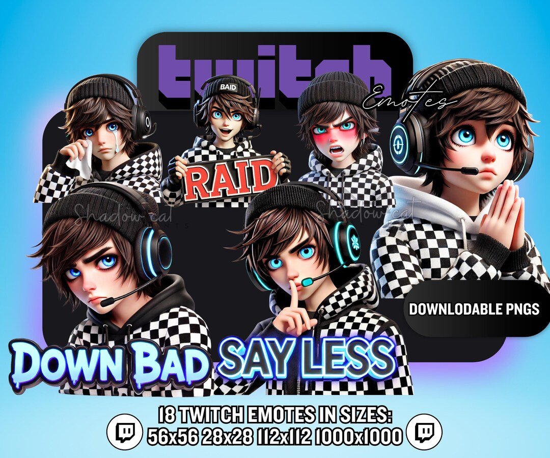 Male Twitch Emotes / 18 Brown Hair Guy Twitch Emojis / Boy Streamer ...