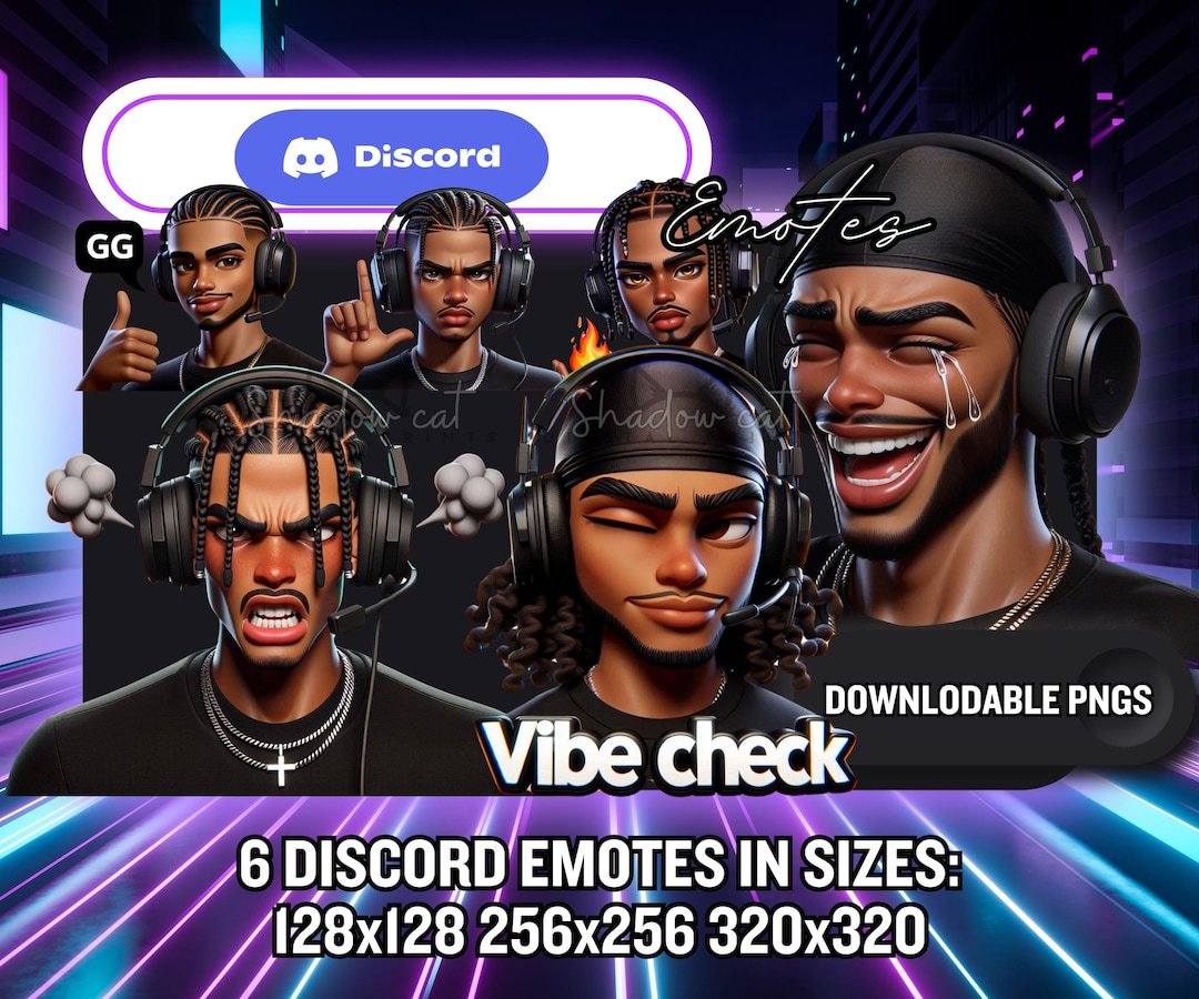 Black Man Discord Emotes / 6 Black Discord Emotes / Black Boy Male ...