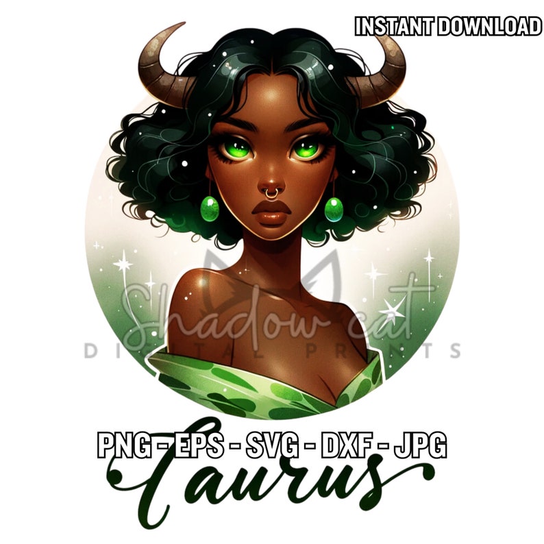 Taurus Black Girl Sticker / Circuit Taurus Bull Women SVG PNG Jpg EPS ...