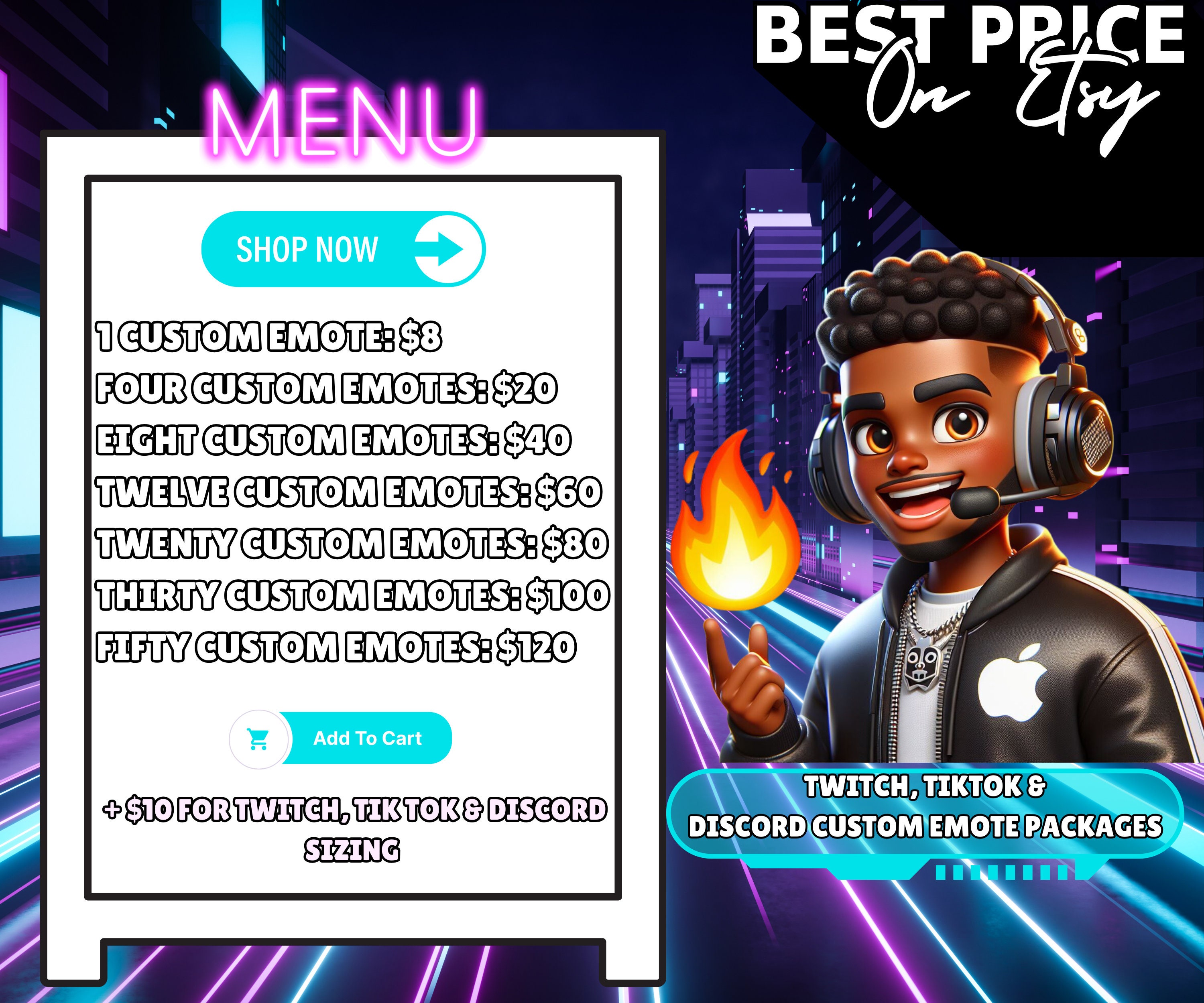 Custom Twitch Emotes / Custom Gamer Guy Streamer Discord Emojis / Male ...