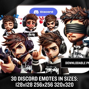 Male Discord Emotes / 30 Brown Hair Guy Discord Emojis / Boy Streamer ...