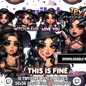 Black Hair Twitch Emotes / 18 Twitch Witch Emotes / Black Hair Twitch ...
