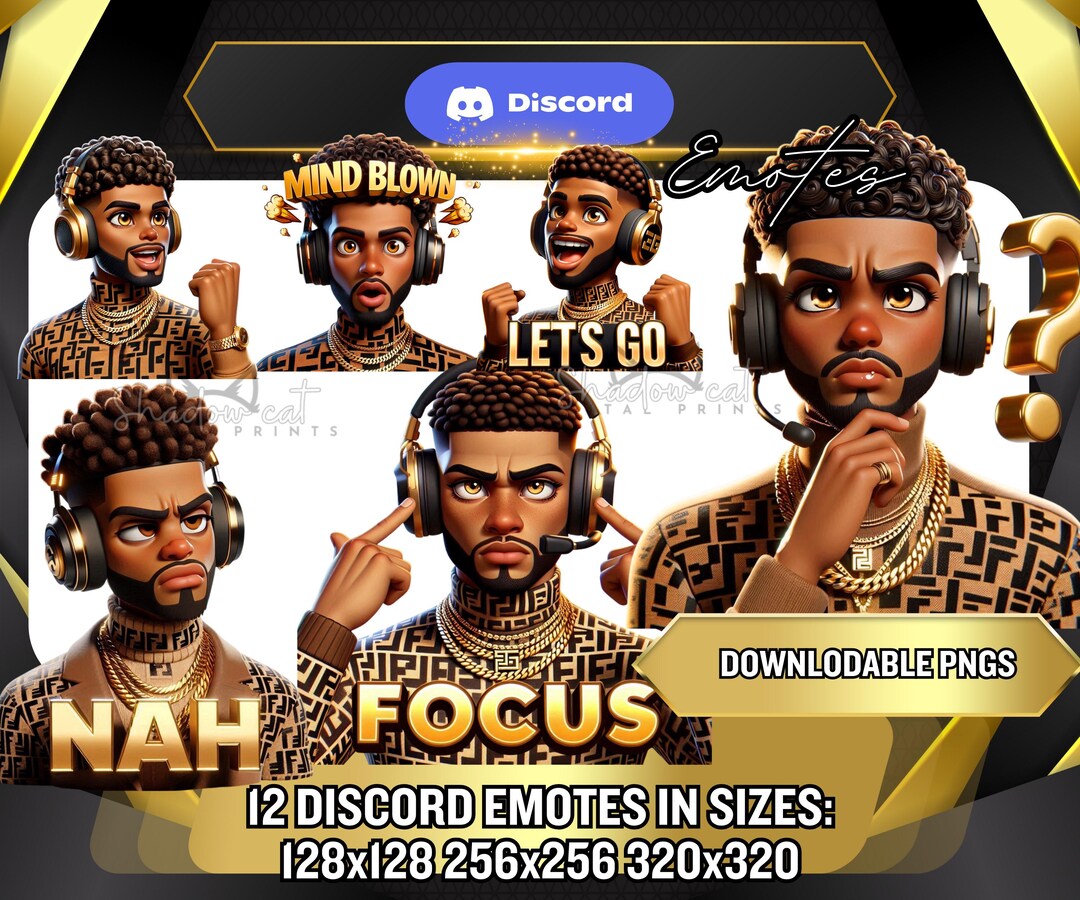 Black Men Emotes / 12 Black Male Discord Emojis / Black Man Discord ...