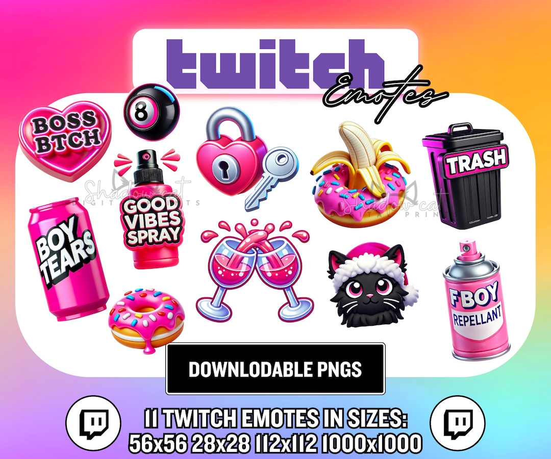 Pink Emotes / Twitch Emotes / Meme Emotes / Cute Emotes / Kawaii Girly ...