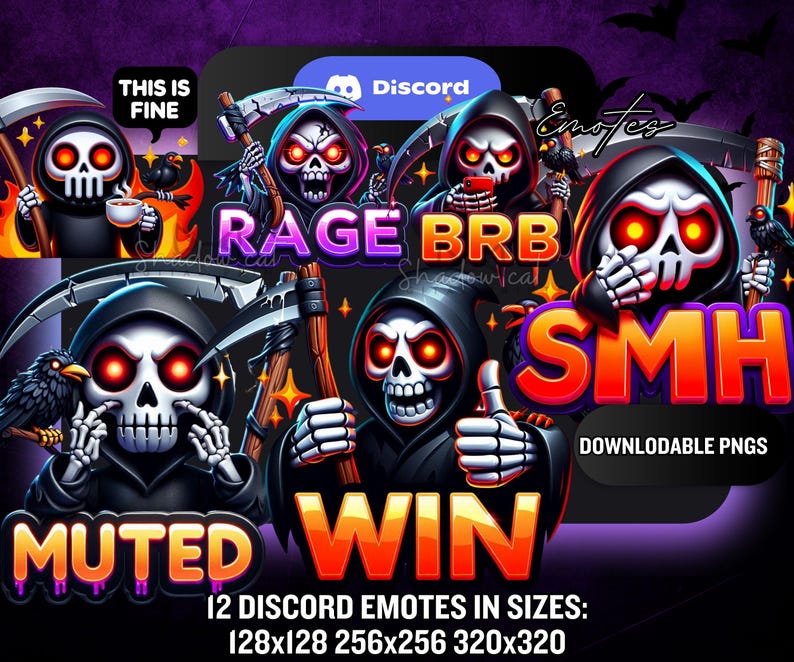 Discord Emotes / 12 Reaper Discord Emotes / Halloween Emotes / Spooky ...