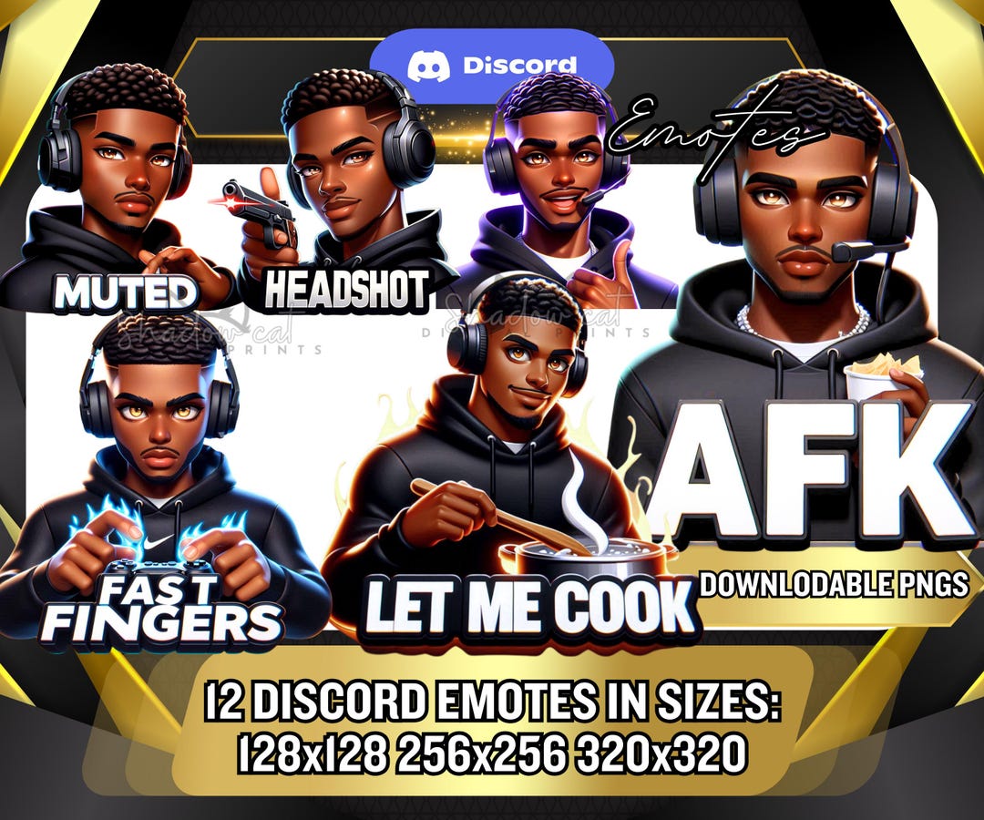 Black Male Emotes / 12 Black Boy Male Streamer Discord Emotes - Instant ...
