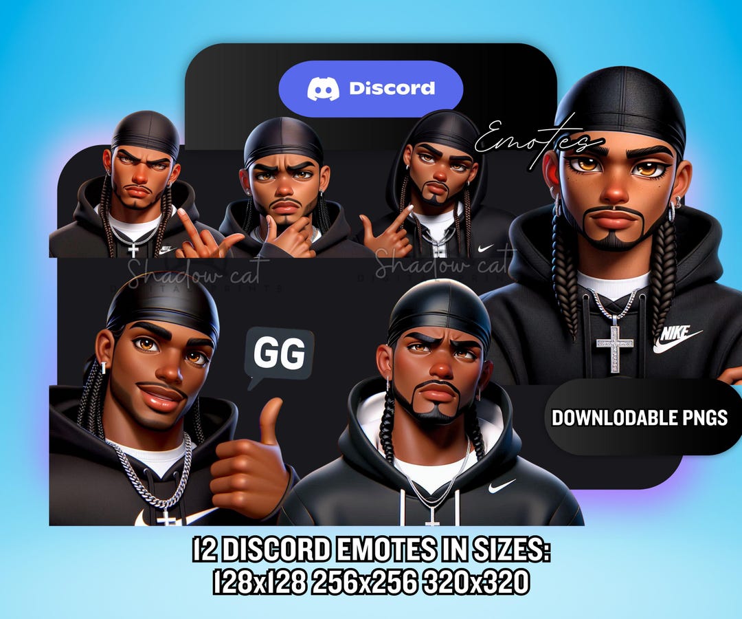 Black Men Emotes / 12 Black Male Discord Emojis / Black Man Discord ...