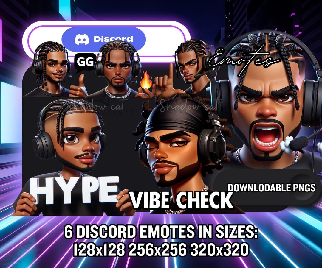 Black Man Discord Emotes / 6 Black Discord Emotes / Black Boy Male ...