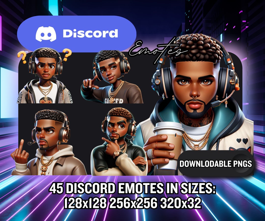 Black Men Emotes / 45 Black Male Discord Emojis / Black Man Discord ...