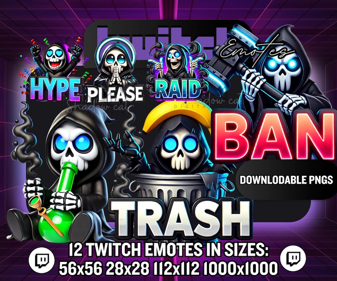 Reaper Twitch Emotes: Spooky Gamer Streamer Skulls (PNG Pack) - Etsy