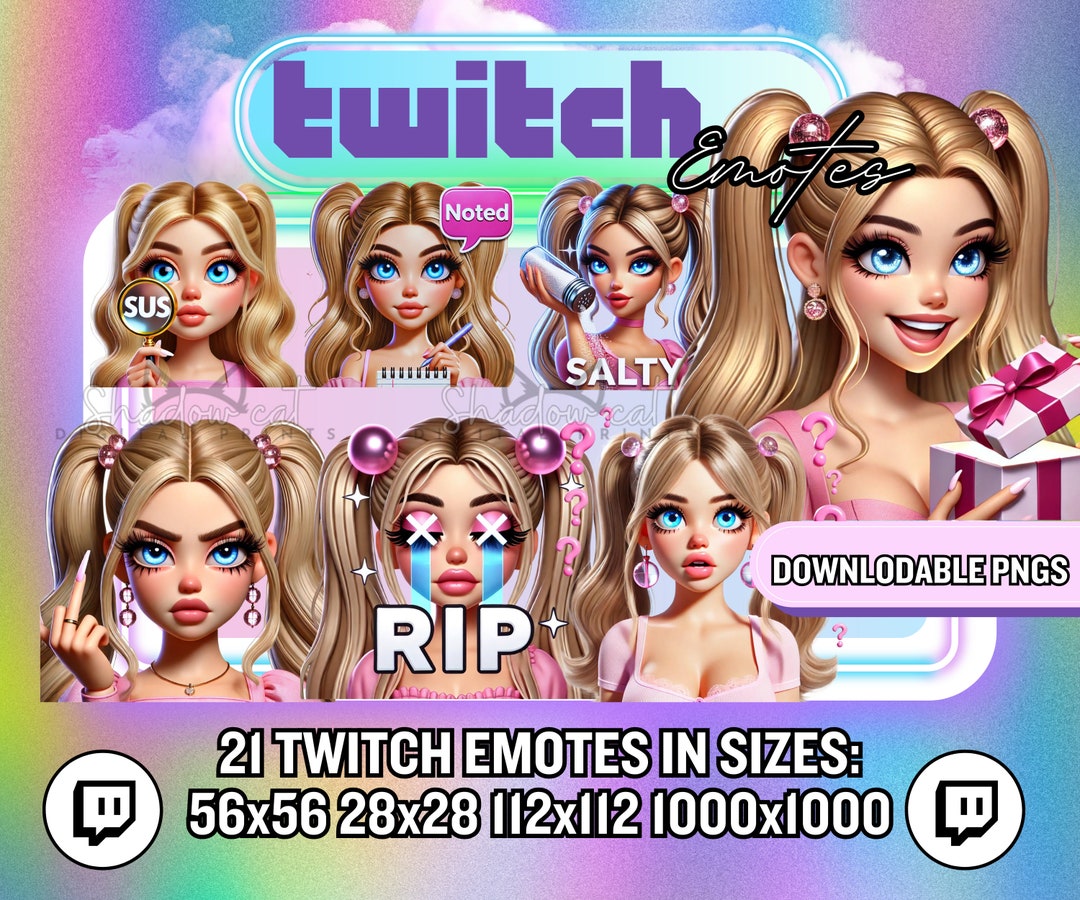 Blonde Girl Twitch Emotes, Kawaii Anime Gamer Style (PNG Files) - Etsy