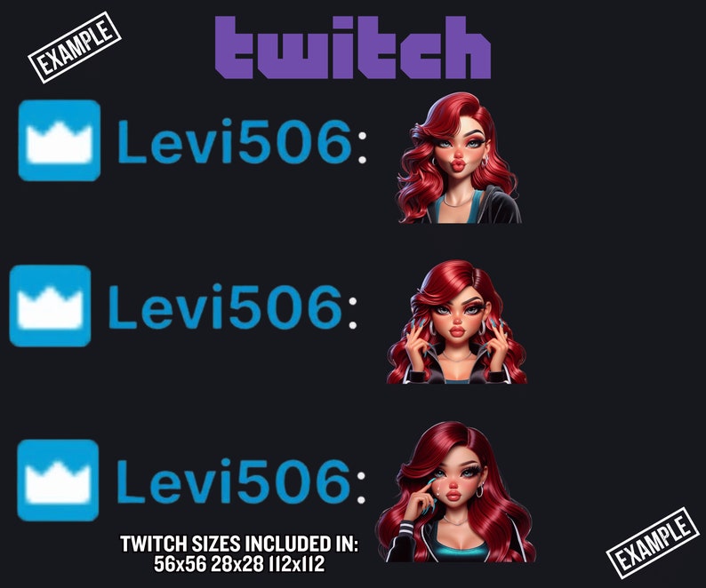 Redhead Twitch Emotes / Red Hair Discord Emojis / 56 Red Haired Twitch ...