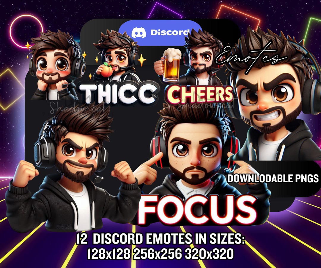 Male Discord Emotes / 12 Brown Hair Guy Discord Emotes / Boy Streamer ...