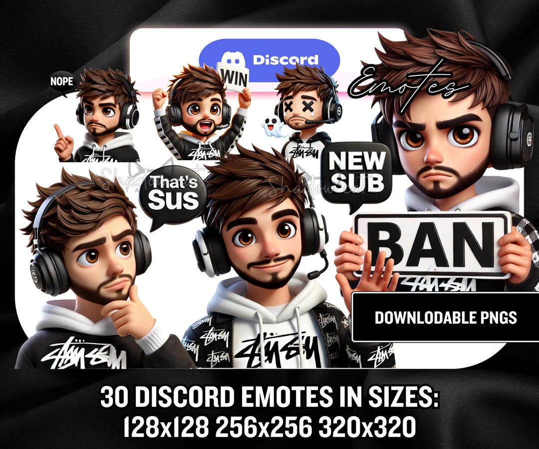 Male Discord Emotes / 30 Brown Hair Guy Discord Emojis / Boy Streamer ...