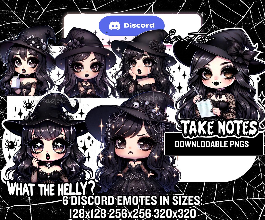 Witch Discord Emotes: Black Hair Gamer Girl Pngs (digital Download) - Etsy