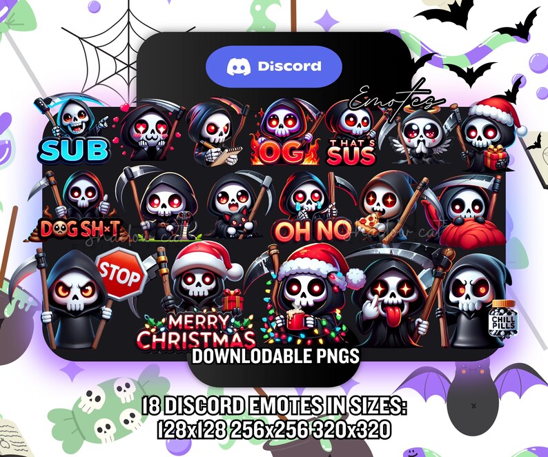 Discord Emotes / 18 Reaper Discord Emotes / Halloween Emotes / Spooky ...