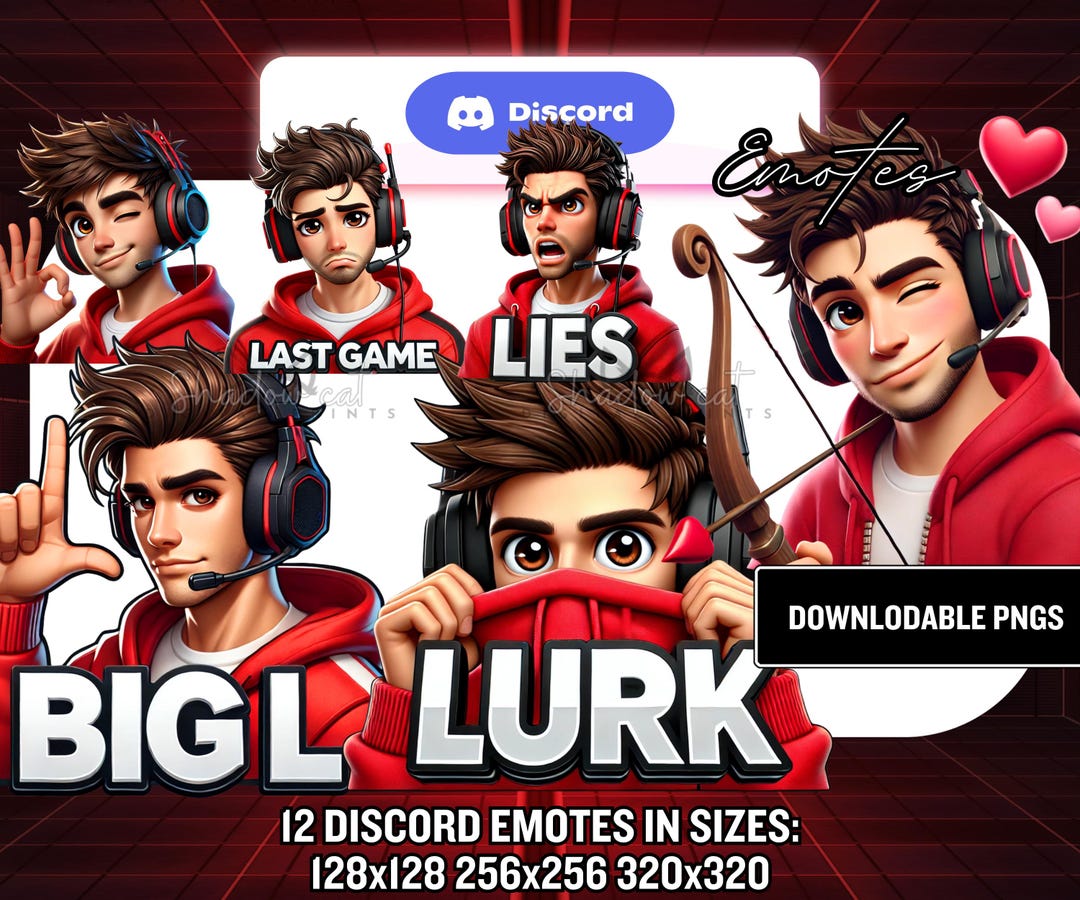 Male Discord Emotes / 12 Brown Hair Guy Discord Emojis / Boy Streamer ...