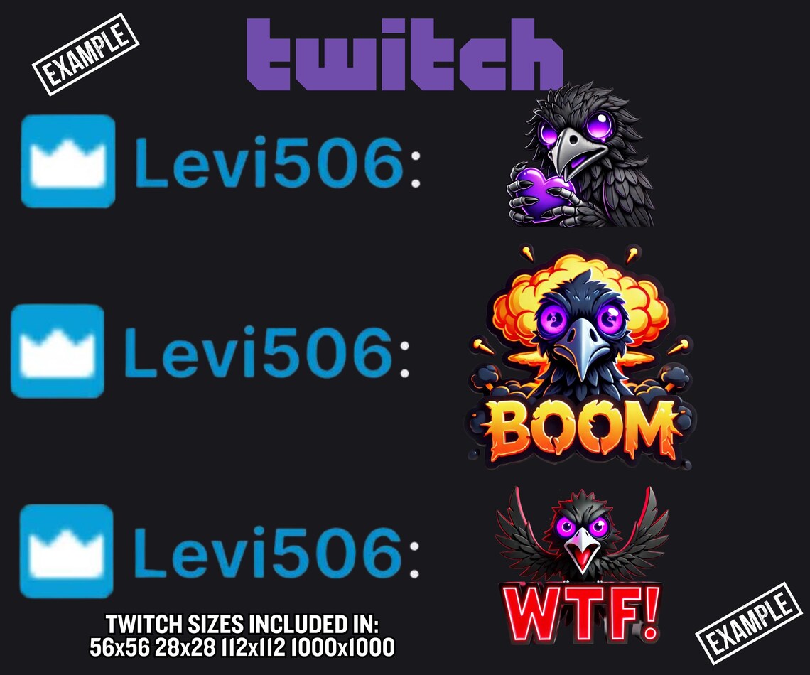 Crow Twitch Emotes – Spooky Gamer Streamer Pack (digital Download) - Etsy