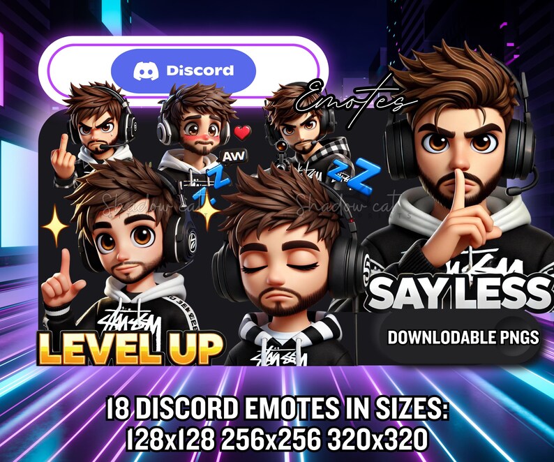 Brown Hair Gamer Guy Discord Emotes – Streamer Emojis (PNG) - Etsy