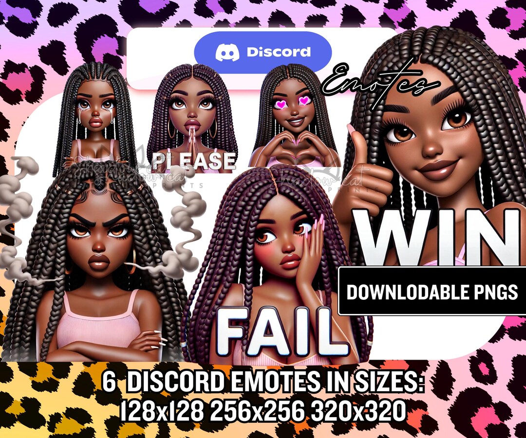 Black Girl Emotes / 6 Black Discord Streamer Girl Emojis - Instant ...
