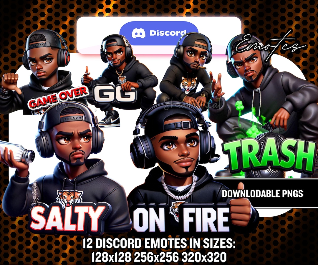 Black Male Emotes / 12 Black Male Discord Emojis / Black Man Discord ...