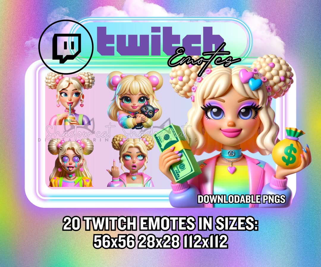 Twitch Emotes / 20 Blonde Twitch Emotes / Kawaii Anime Gamer Girl ...