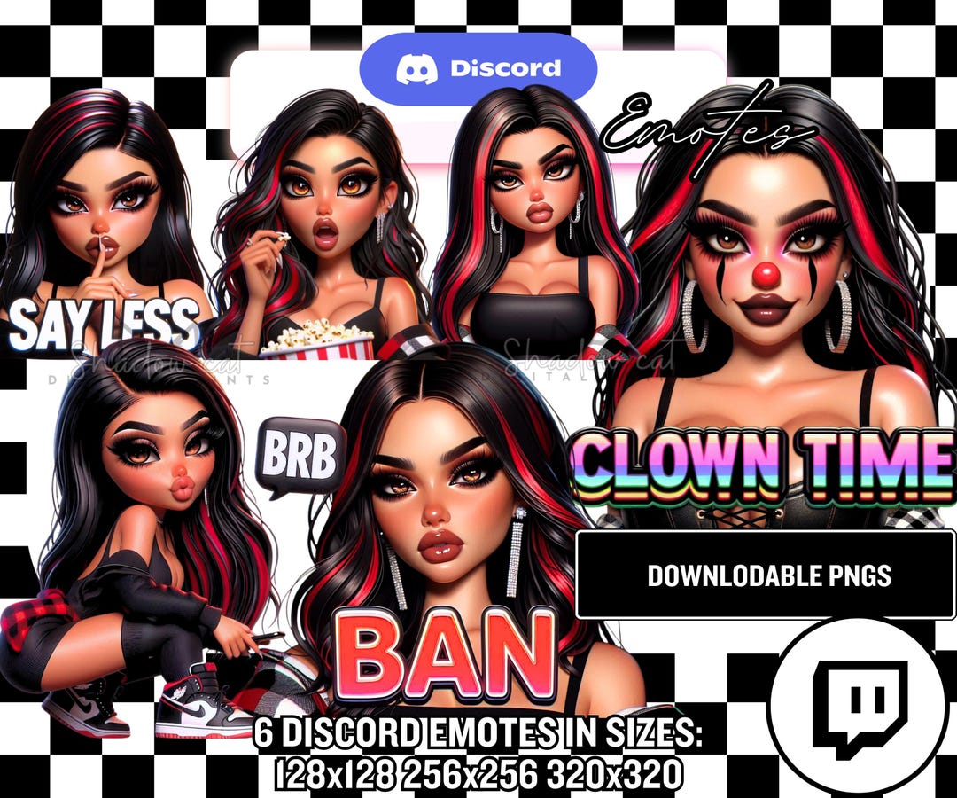 Black Hair Discord Emotes / 6 Discord Vtuber Emotes /black Hair Brown ...