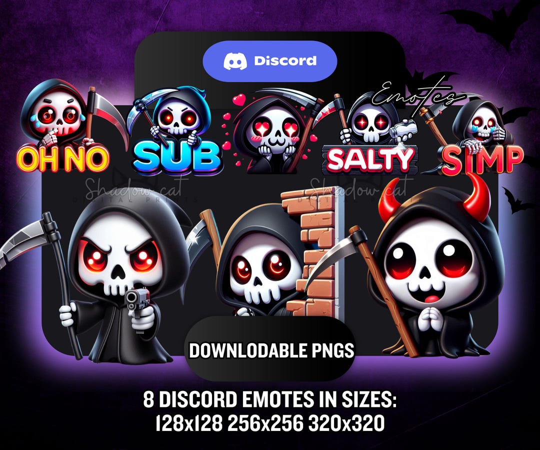 Discord Emotes / 8 Reaper Discord Emotes / Halloween Emotes / Spooky ...