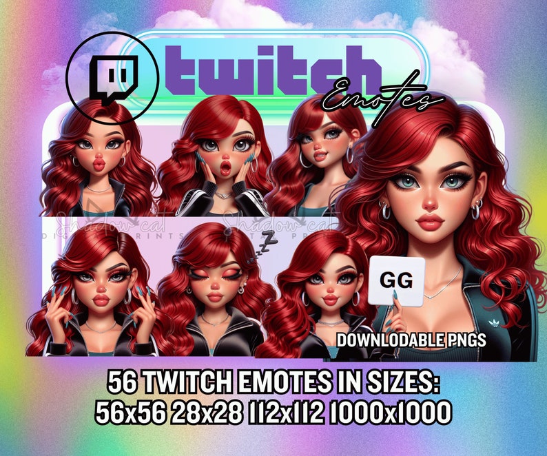 Redhead Twitch Emotes, Red Hair Discord Emojis (digital Download) - Etsy