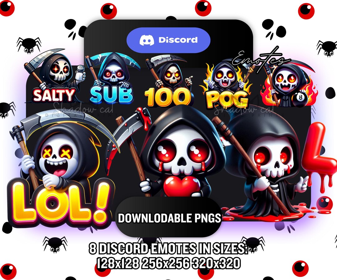 Discord Emotes / 8 Reaper Discord Emotes / Halloween Emotes / Spooky ...