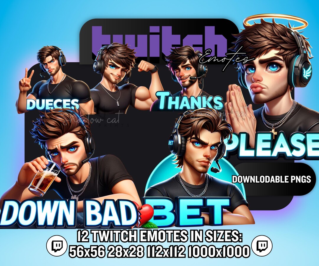 Male Twitch Emotes / 12 Brown Hair Blue Eyed Guy Twitch Emojis ...