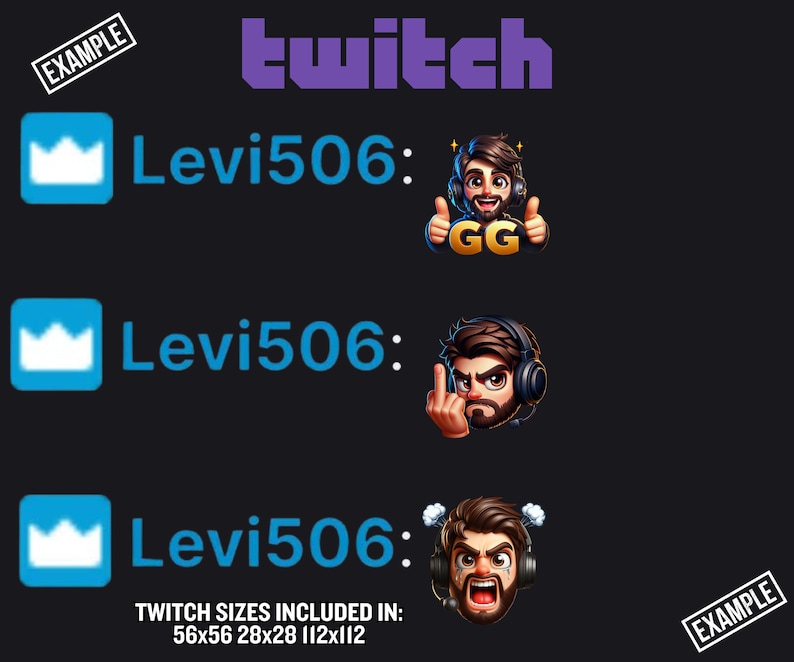 Male Twitch Emotes / 21 Brown Hair Guy Twitch Emojis / Boy Streamer ...