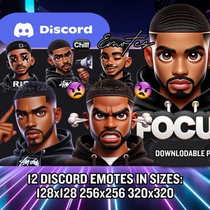 Male Emotes / 12 Black Male Discord Emojis / Black Latino Man Discord ...