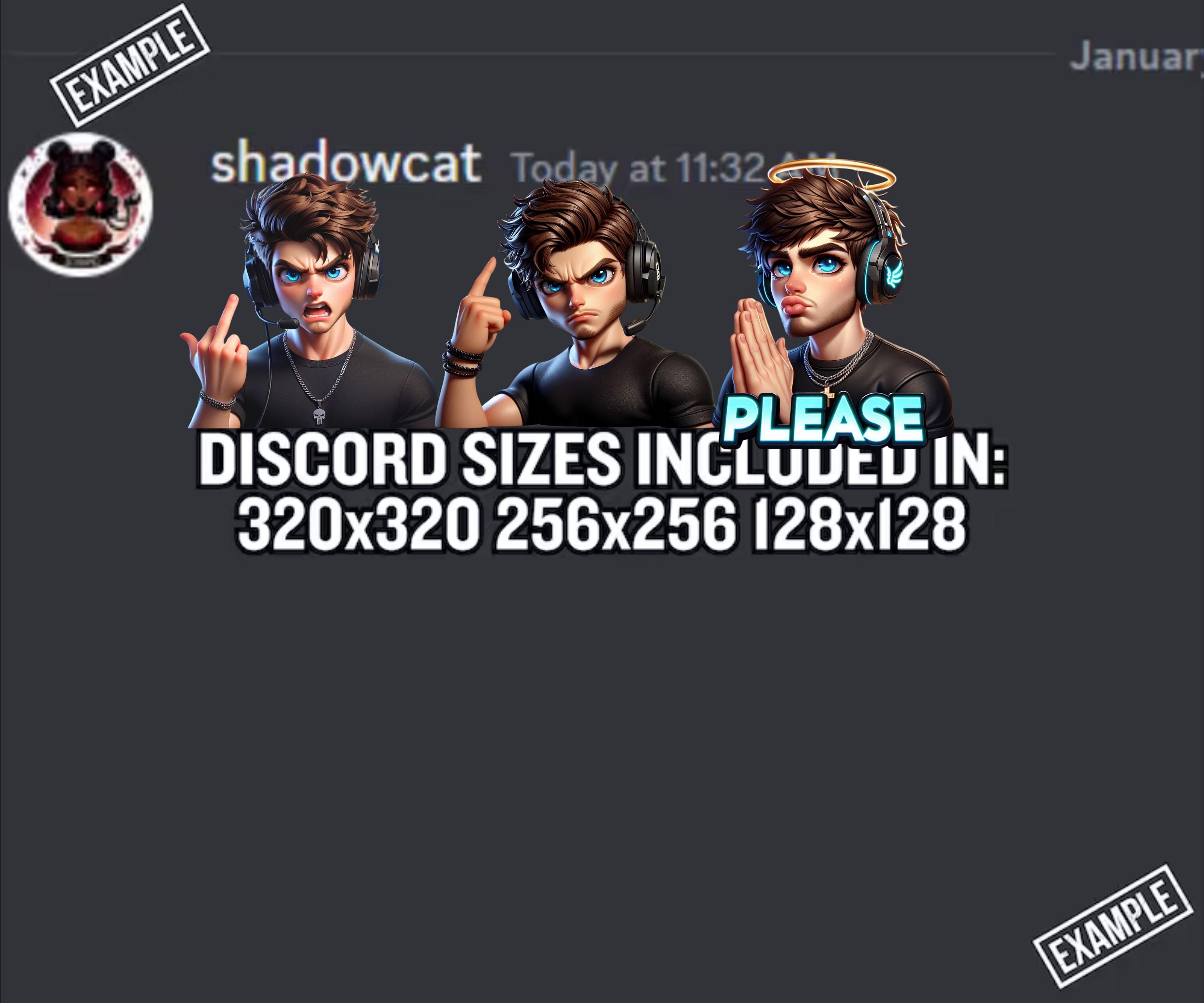 Male Discord Emotes / 12 Brown Hair Guy Discord Emojis / Boy Streamer ...