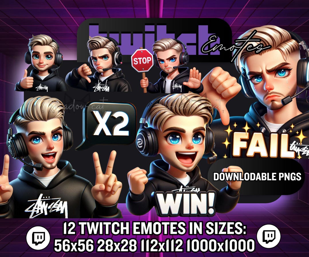 Twitch Emotes / 12 Blonde Hair Guy Twitch Emojis / Boy Streamer Twitch ...