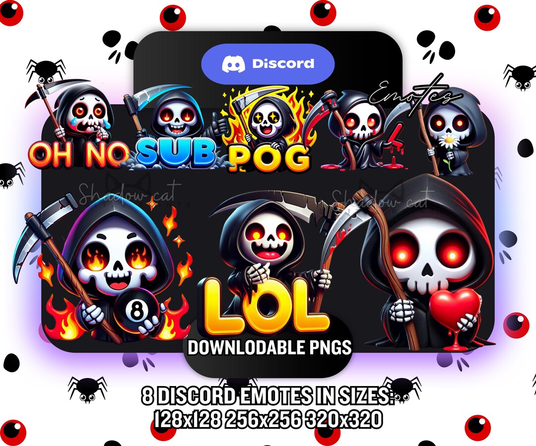 Discord Emotes / 8 Reaper Discord Emotes / Halloween Emotes / Spooky ...