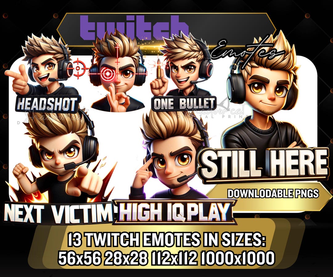 Male Twitch Emotes / 13 Blonde Hair Guy Twitch Emojis / Boy Streamer ...
