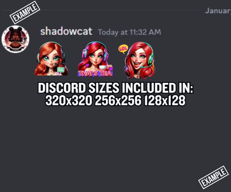 70 Redhead Chibi Gamer Girl Discord Emotes - PNG Instant Download - Etsy