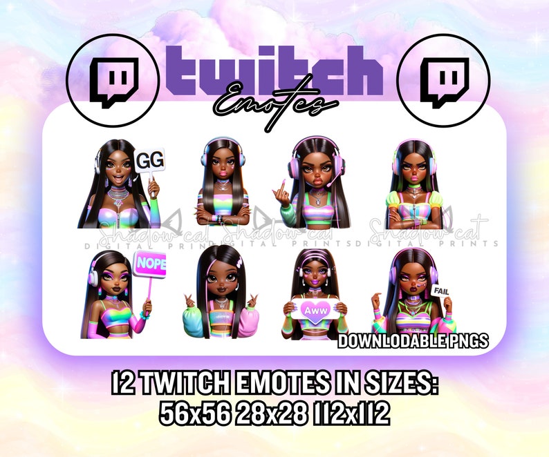 Black Girl Twitch Emotes / 12 Anime Black Girl Streamer Discord Emojis ...