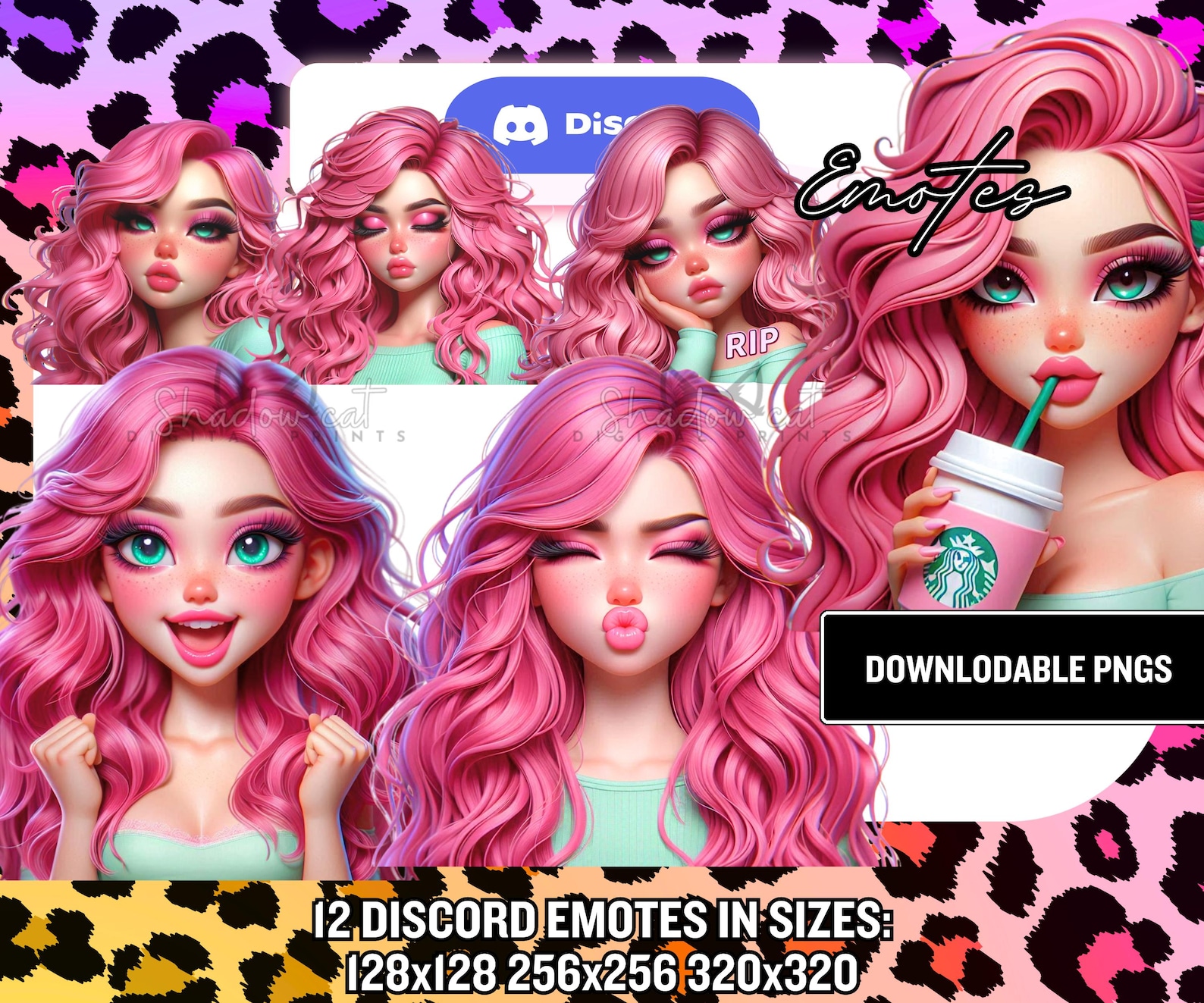 Discord Emotes / 12 Pink Hair Girl Emotes / Pink Haired Streamer Girl ...