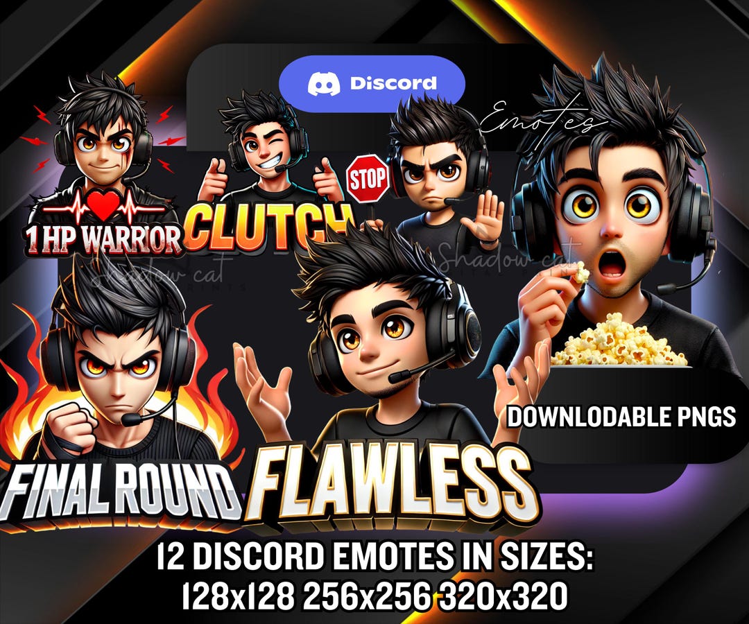 Male Discord Emotes / 12 Gamer Guy Discord Emotes / Boy Streamer ...