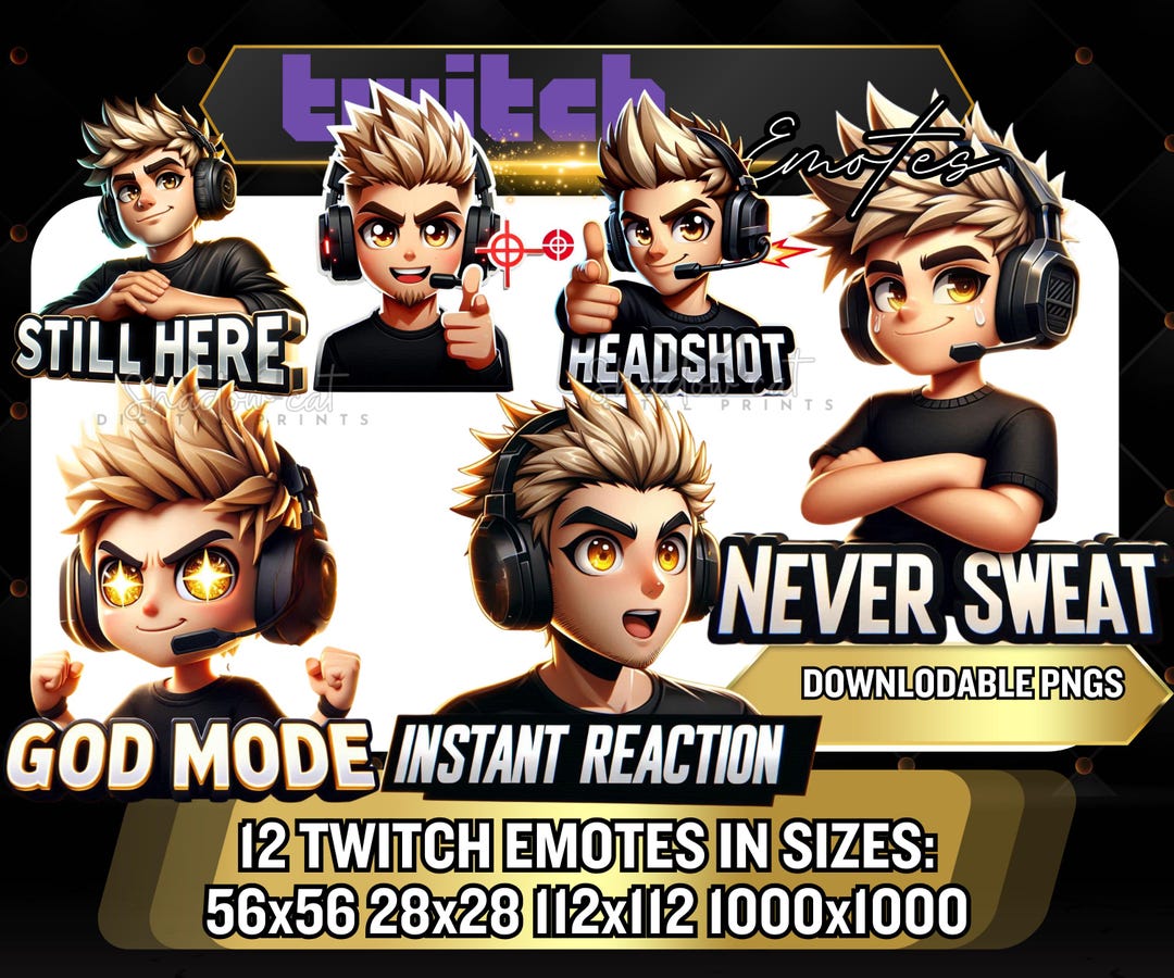 Blonde Emotes / 12 Blonde Hair Gamer Emotes / Gamer Streamer Twitch ...