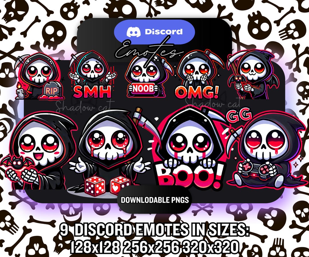 Reaper Discord Emotes – Spooky Gamer Skull Emotes (PNG Pack) - Etsy