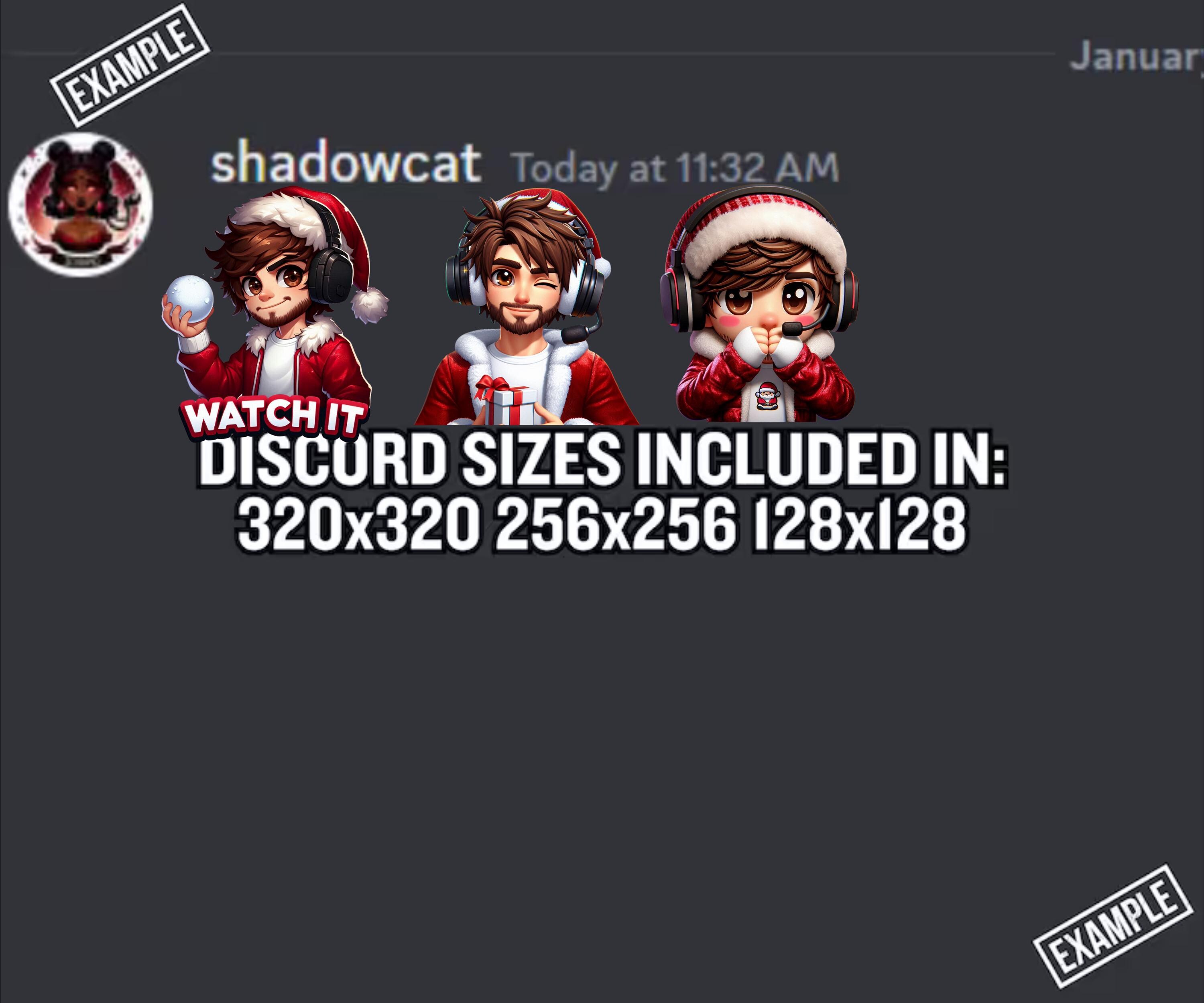 Male Discord Emotes / 12 Brown Hair Guy Discord Emojis / Christmas ...