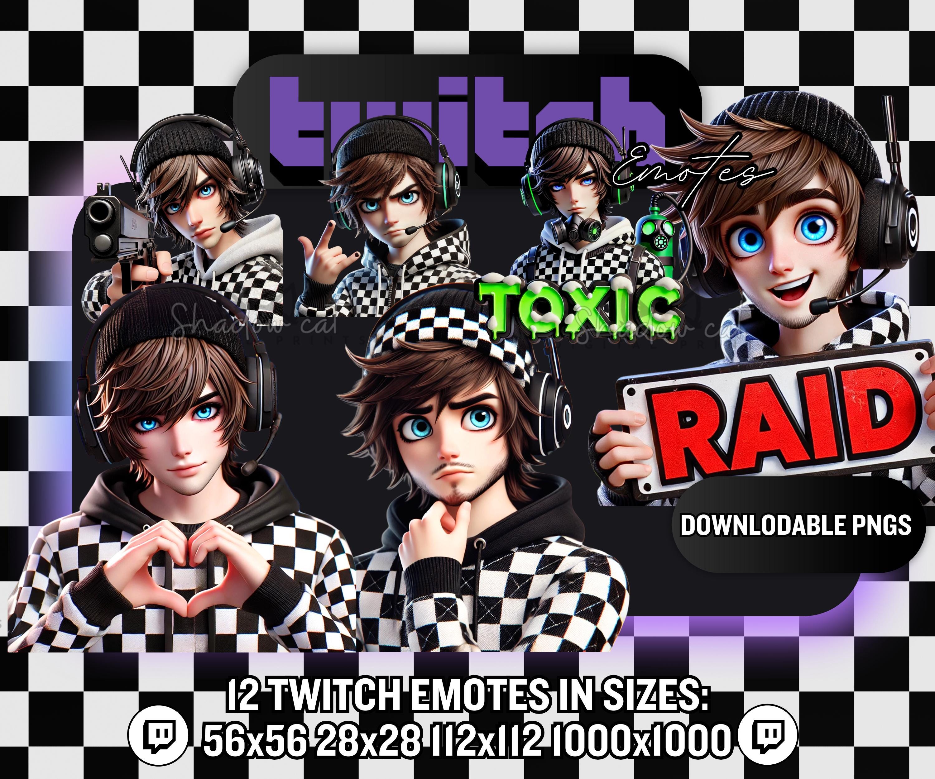 Male Twitch Emotes / 12 Brown Hair Guy Twitch Emojis / Boy Streamer ...