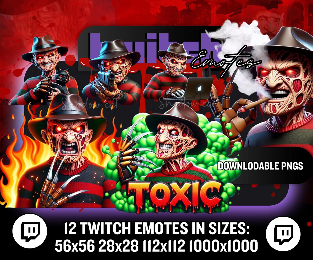 Twitch Emotes / 12 Freddy Krueger Twitch Emotes / Freddy Emotes ...